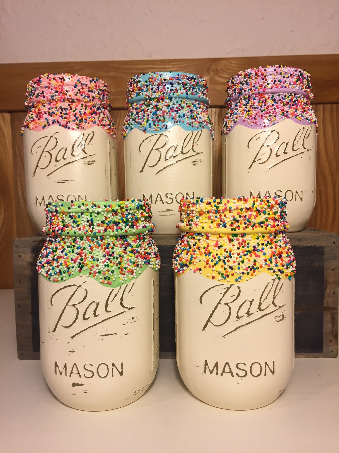 Sprinkle Mason Jar Tons of Color Options Cup Cake Ice - Etsy