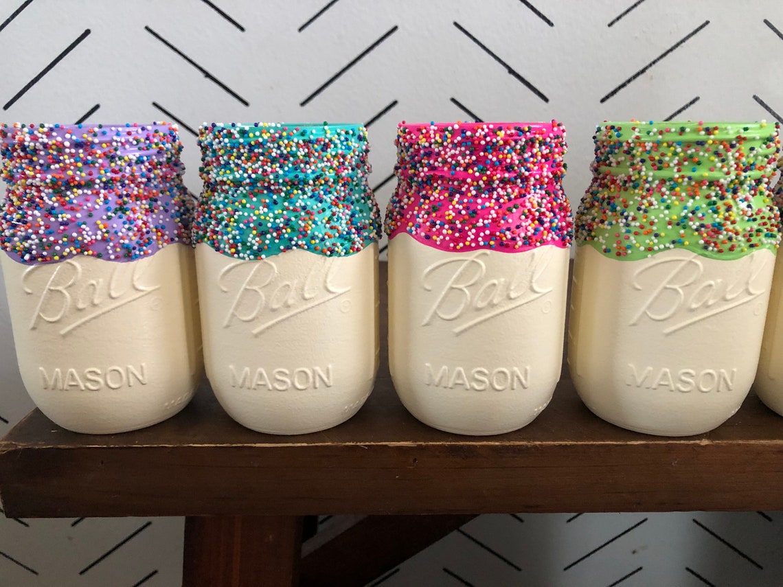 Sprinkle Mason Jar Tons of Color Options Cup Cake Ice - Etsy