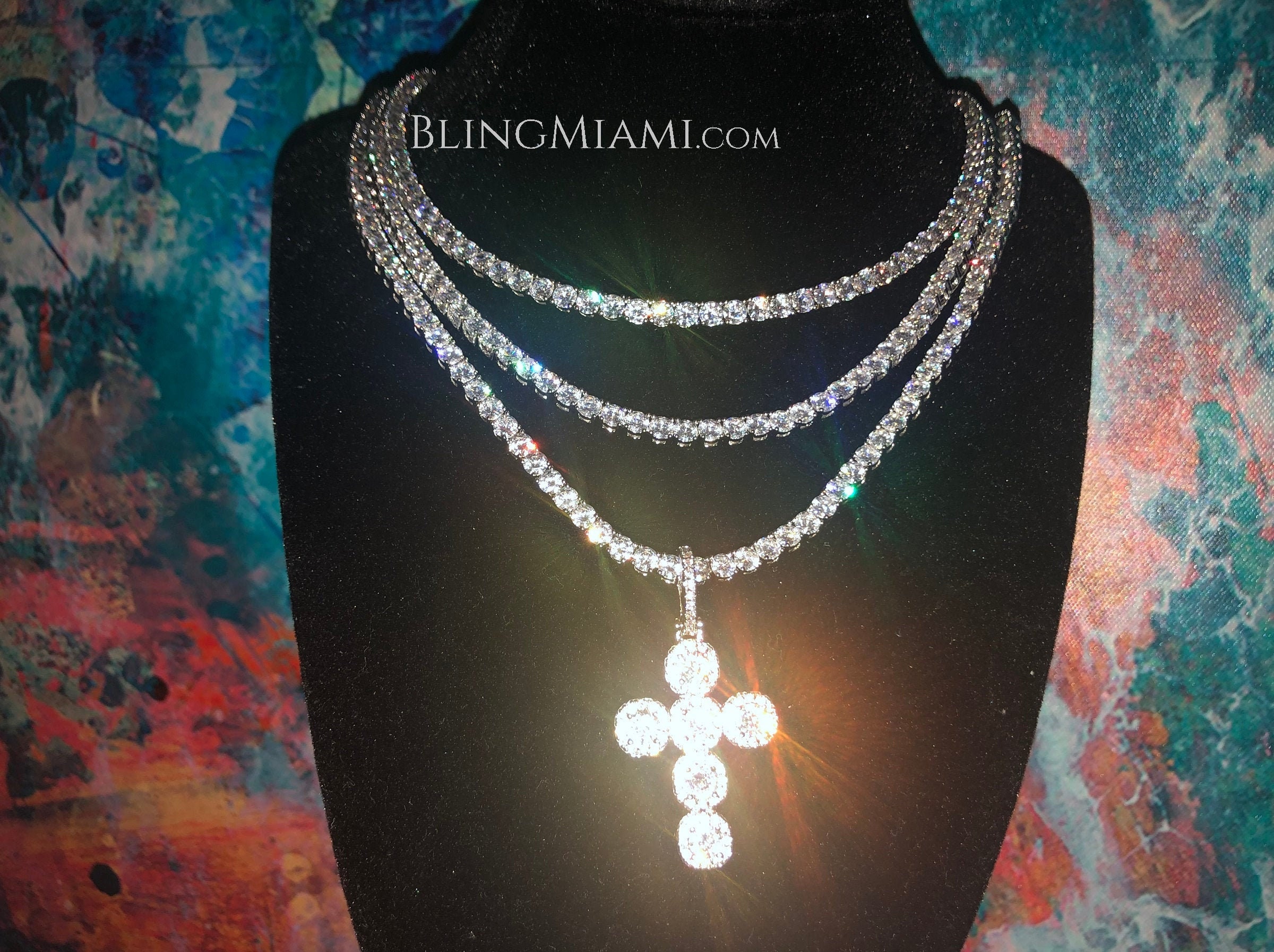 Iced Out Cross Necklace Pendant - Etsy