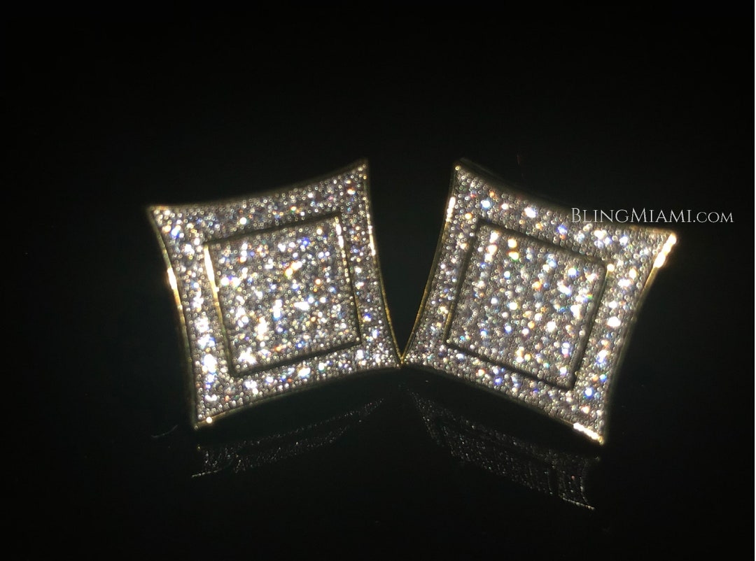 Iced Out Mens Diamond Earrings GOLD - Etsy