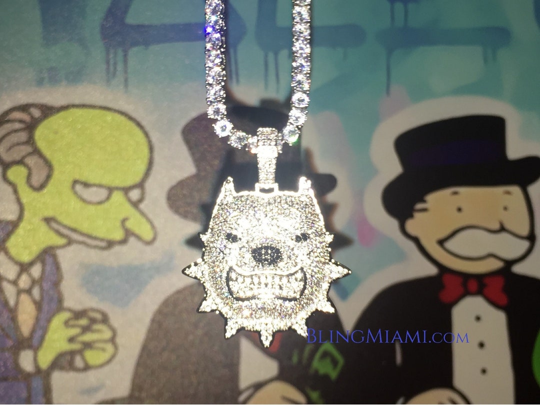 Pitbull Pendant Iced Out Chain - Etsy