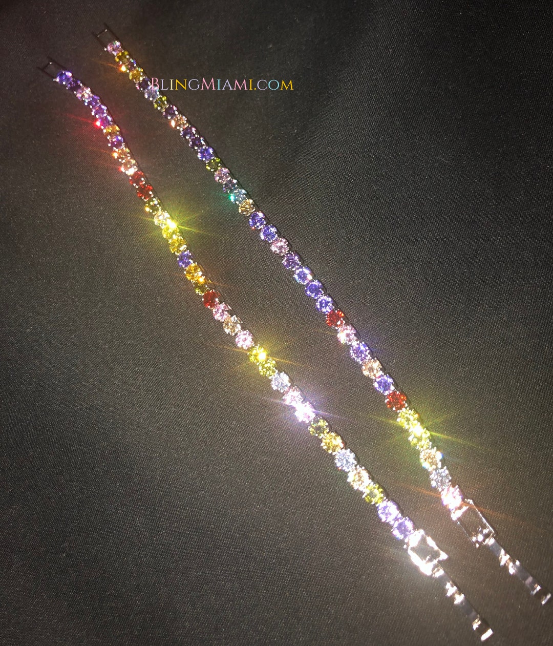 Rainbow Tennis Bracelet Custom - Etsy
