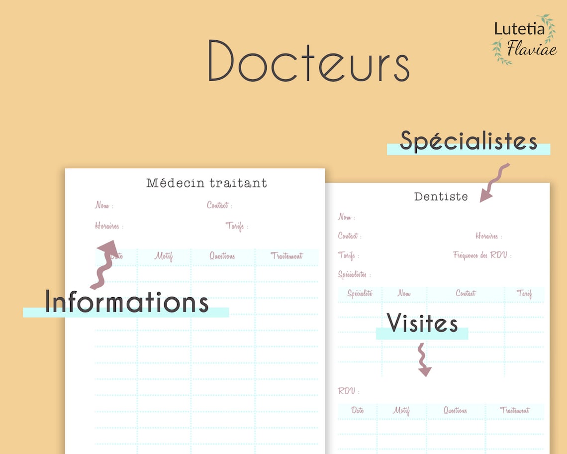 Suivi Santé à imprimer, Planificateur familial des RDV médicaux, traitements, vaccins, Fiches ...