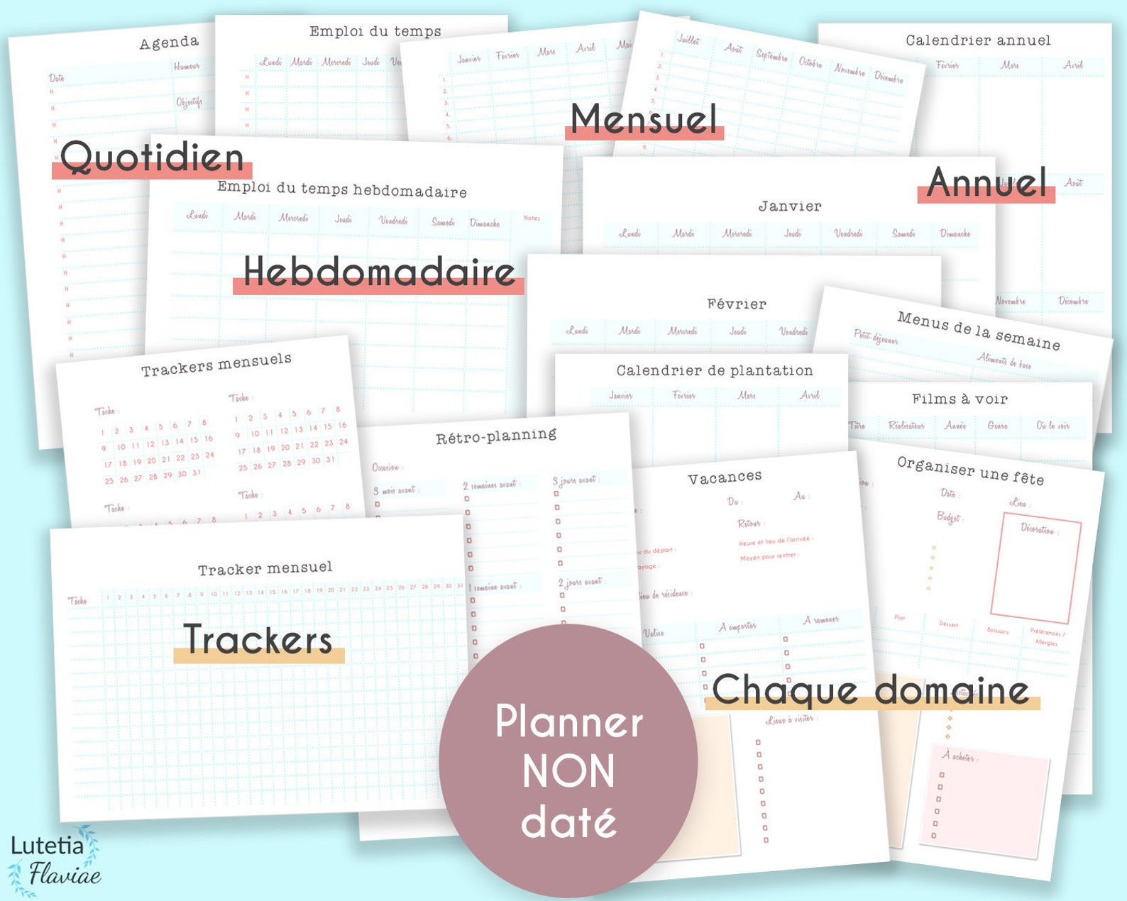 Lot complet de Planificateurs Maison à imprimer, Planning Repas, Ménage ...