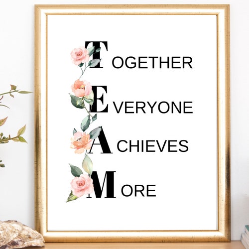 TEAM Together Everyone Achieves More Motivational Wall Art - Etsy