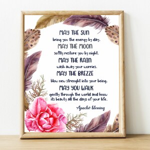 Girl Nursery Apache Blessing Quote Feathers Printable Wall Art ...