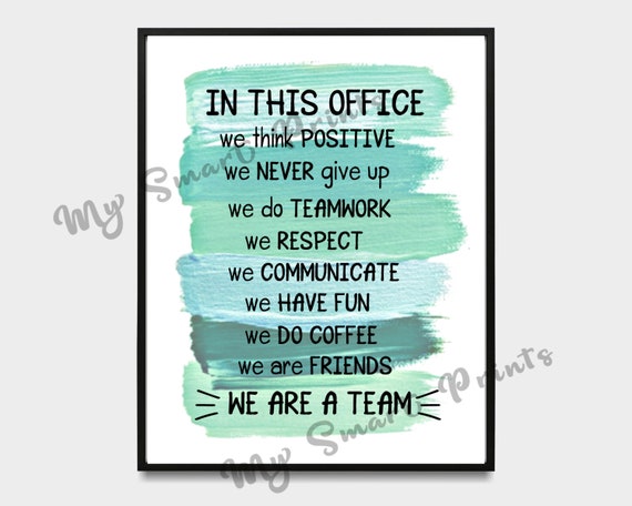 Office Rules and Teamwork Sign Printable Wall Art Cooperation - Etsy
