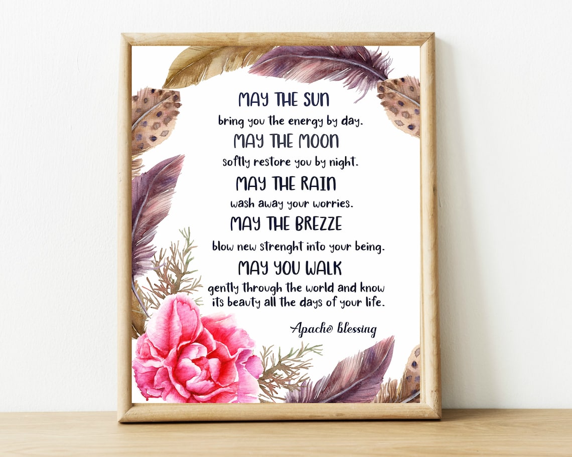 Girl Nursery Apache Blessing Quote Feathers Printable Wall Art ...