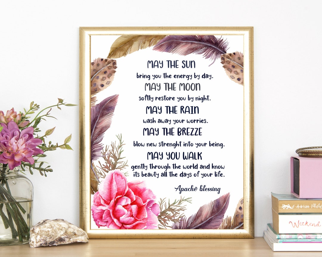 Girl Nursery Apache Blessing Quote Feathers Printable Wall Art ...