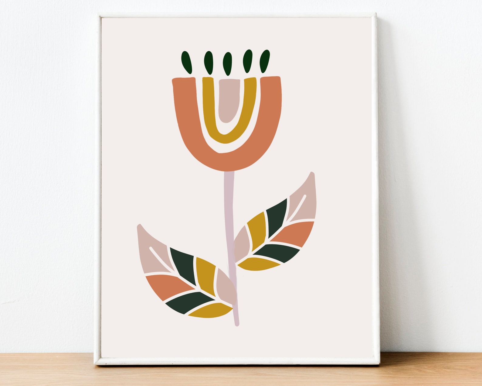 Floral Scandinavian Printable Wall Art Earth Colors Flower - Etsy