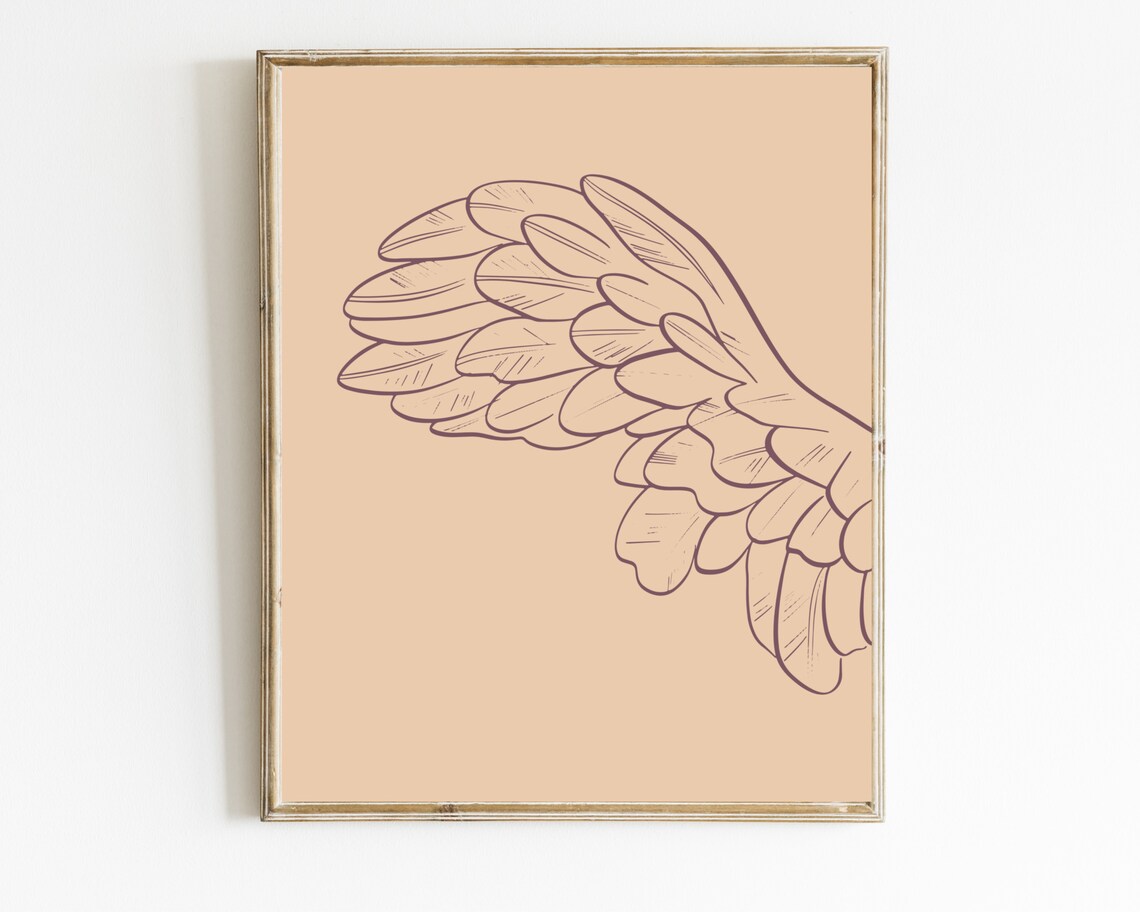 Abstract Wings Line Art Printable, Minimalist Terracotta Greek ...