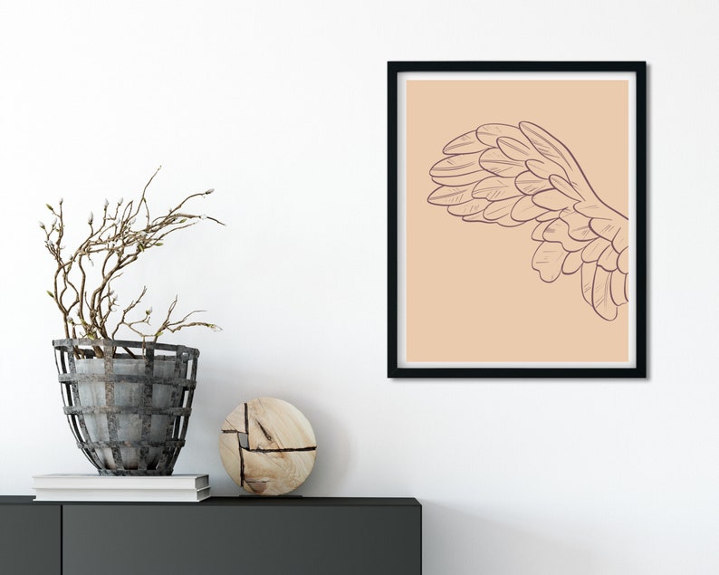 Abstract Wings Line Art Printable, Minimalist Terracotta Greek ...