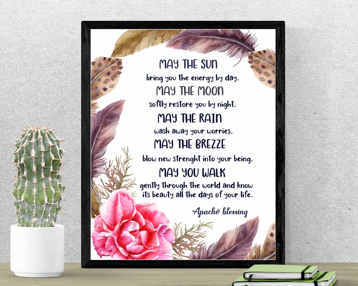 Girl Nursery Apache Blessing Quote Feathers Printable Wall Art ...
