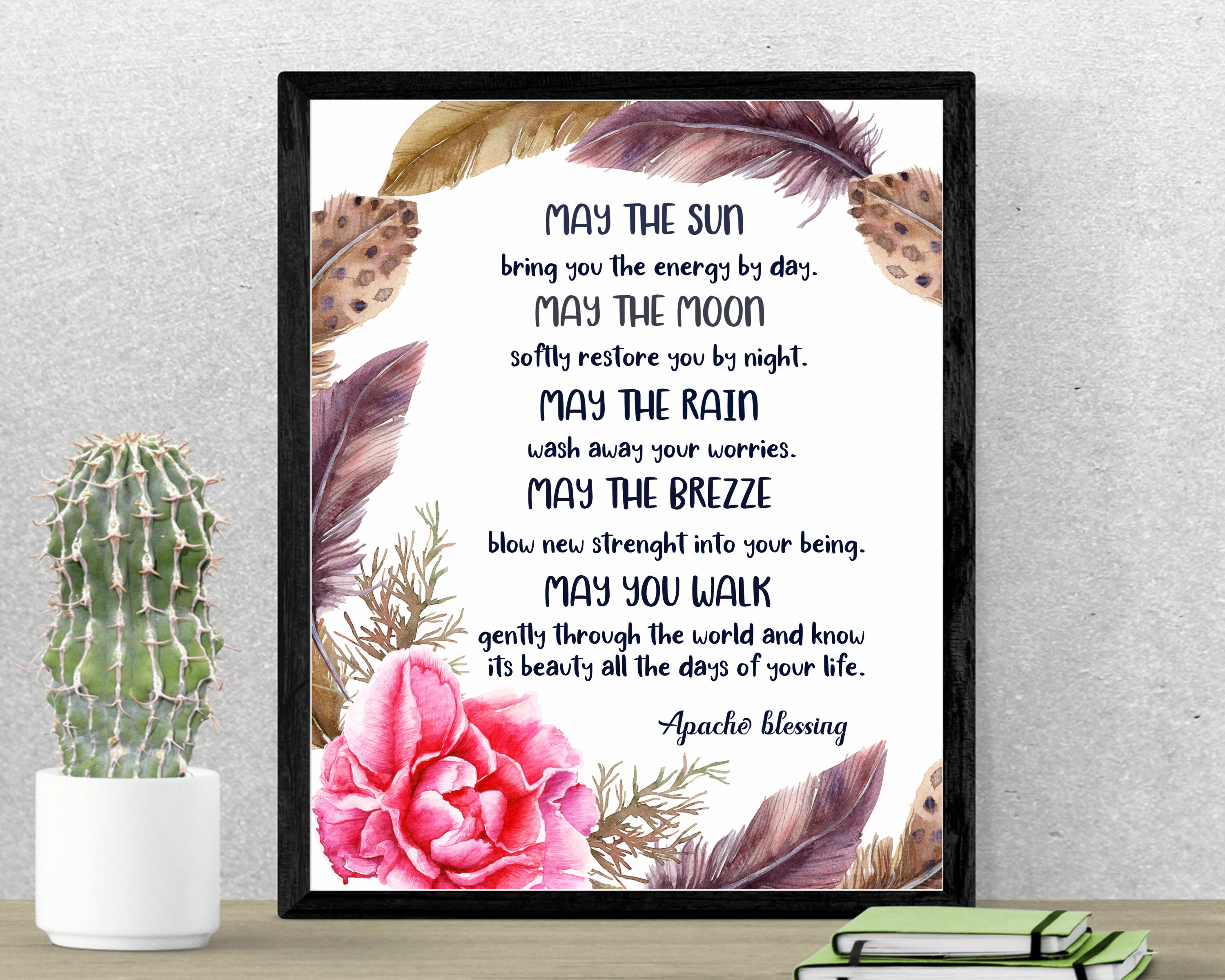 Girl Nursery Apache Blessing Quote Feathers Printable Wall Art ...