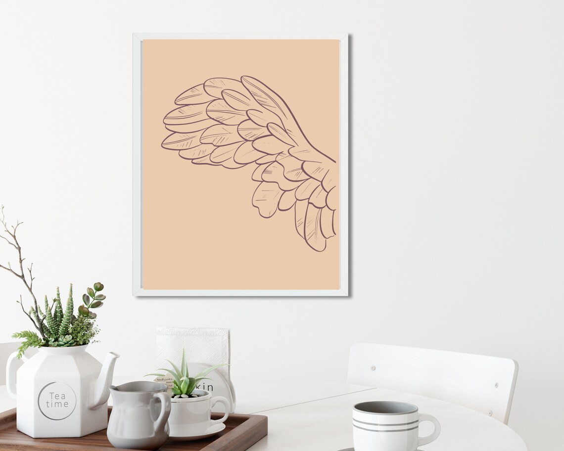 Abstract Wings Line Art Printable, Minimalist Terracotta Greek ...