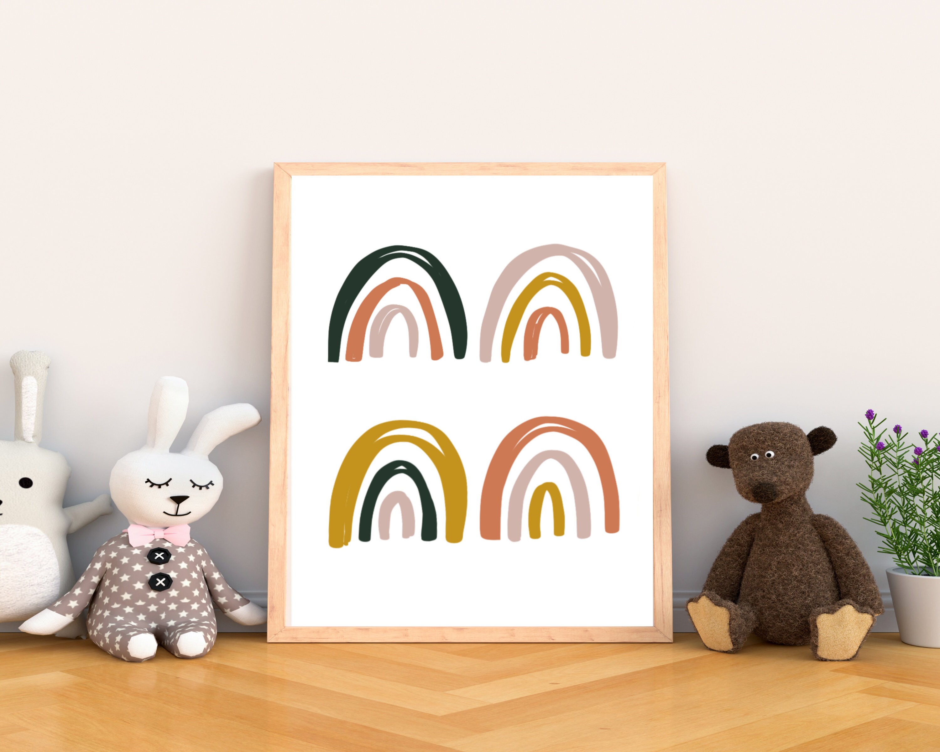 Watercolor Boho Rainbows Nursery Printable Wall Art, Gender Neutral ...