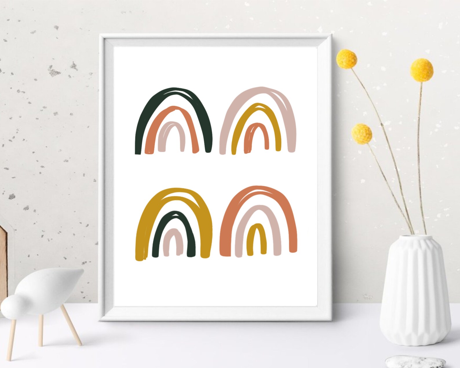 Watercolor Boho Rainbows Nursery Printable Wall Art, Gender Neutral ...