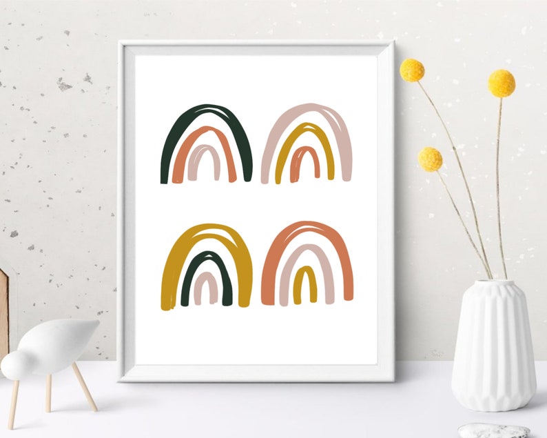Watercolor Boho Rainbows Nursery Printable Wall Art, Gender Neutral ...