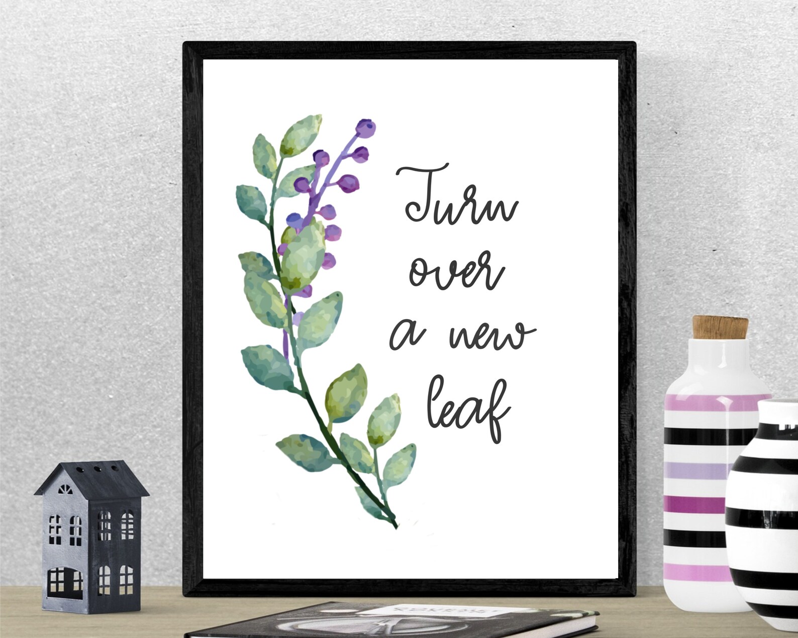 Turn Over a New Leaf Printable Wall Art Motivational Quote | Etsy