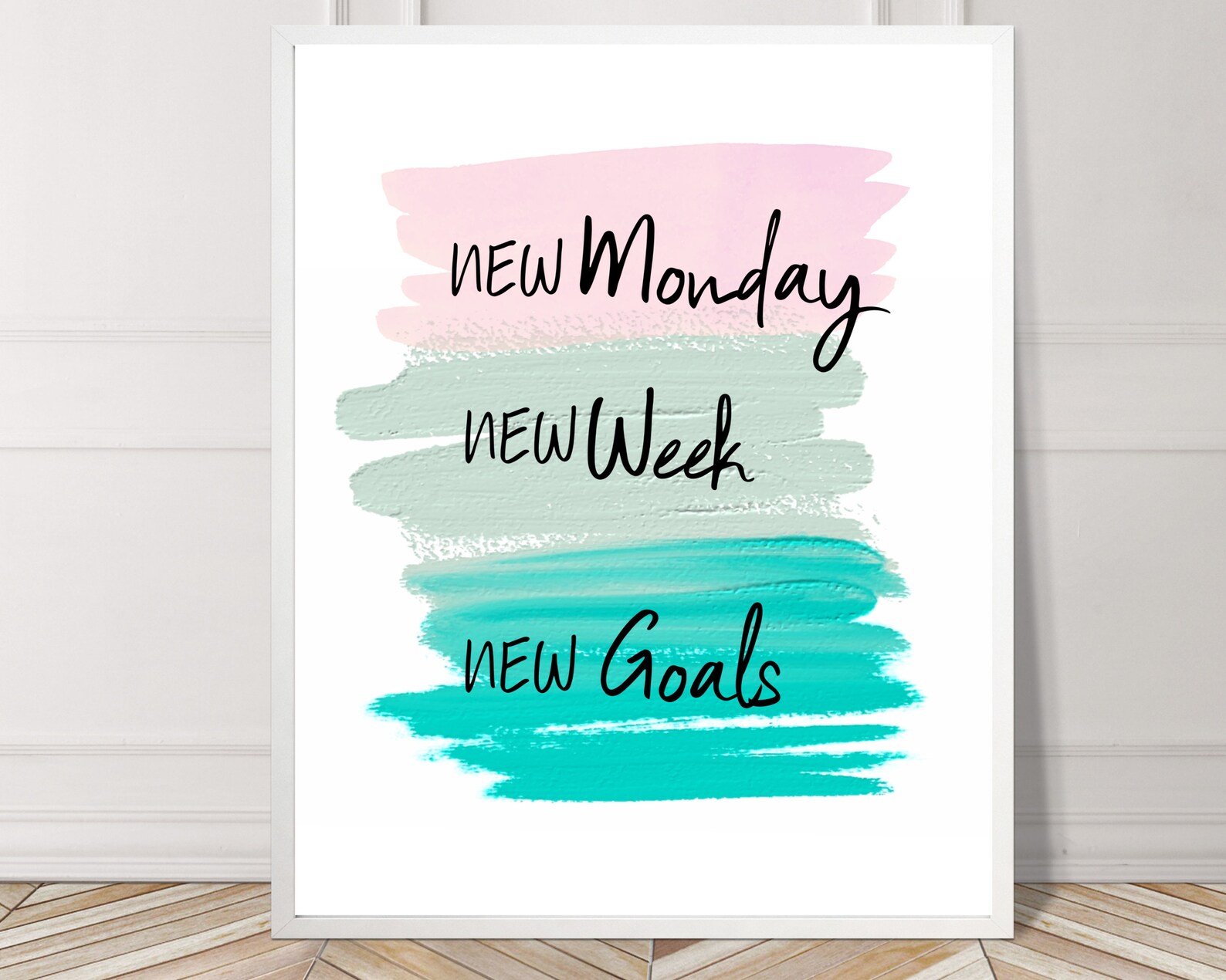 New Monday New Week New Goals Office Printable Wall Art, Inspirational ...