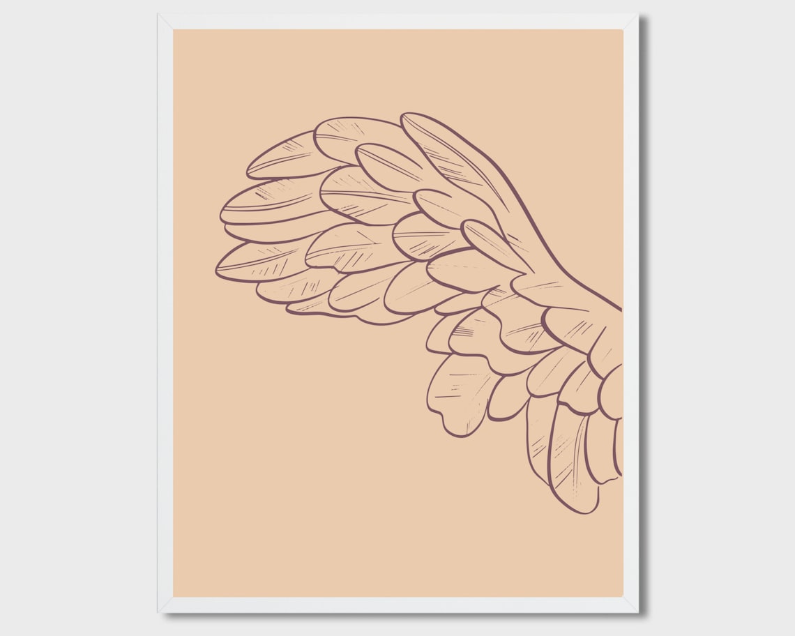 Abstract Wings Line Art Printable, Minimalist Terracotta Greek ...