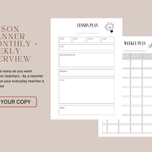 Lesson Plan Monthly Overview Weekly Lesson Planner - Etsy