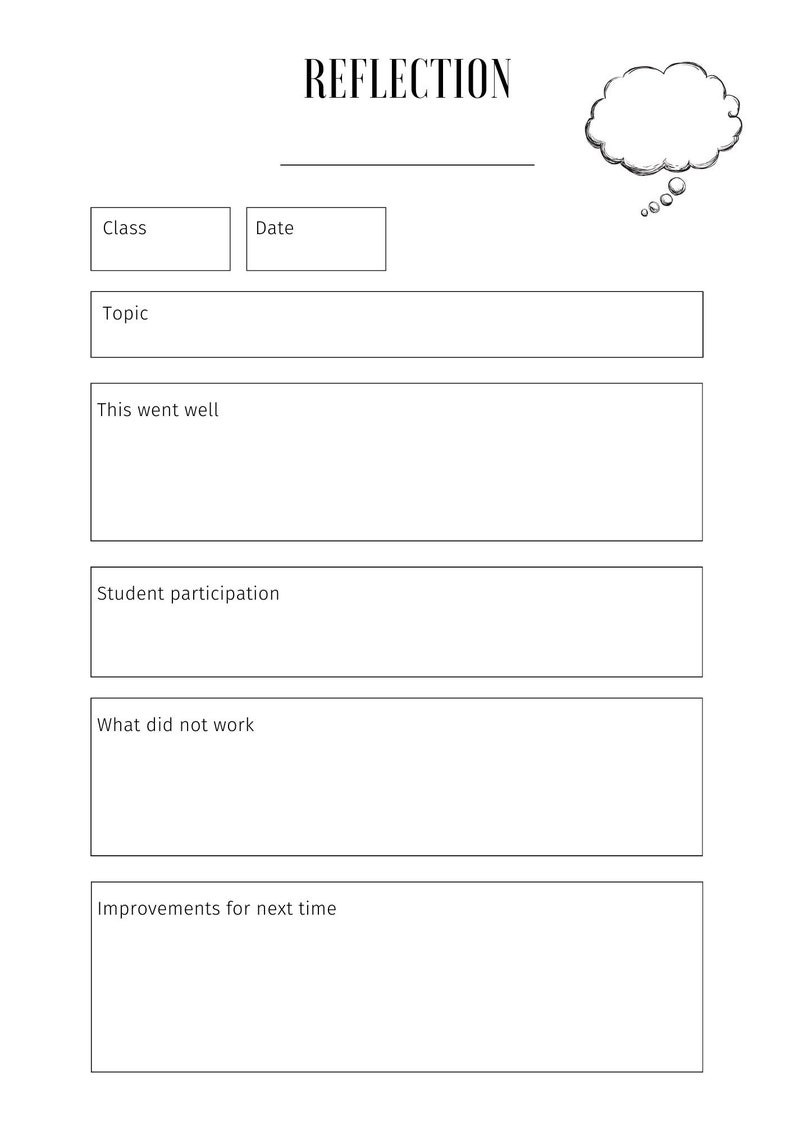 Teacher Reflection Cheat Sheet - Etsy