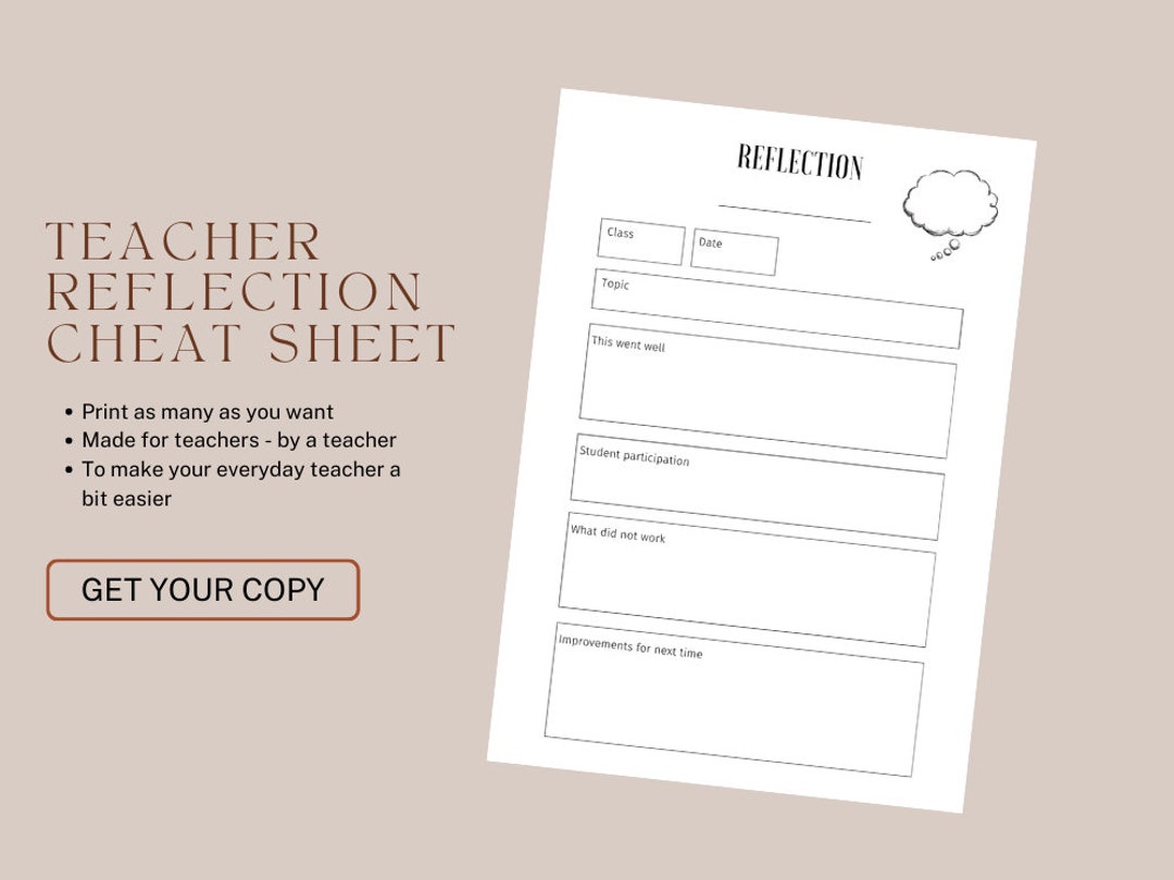 Teacher Reflection Cheat Sheet - Etsy Australia