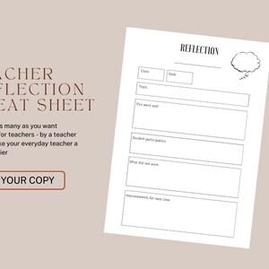 Teacher Reflection Cheat Sheet - Etsy