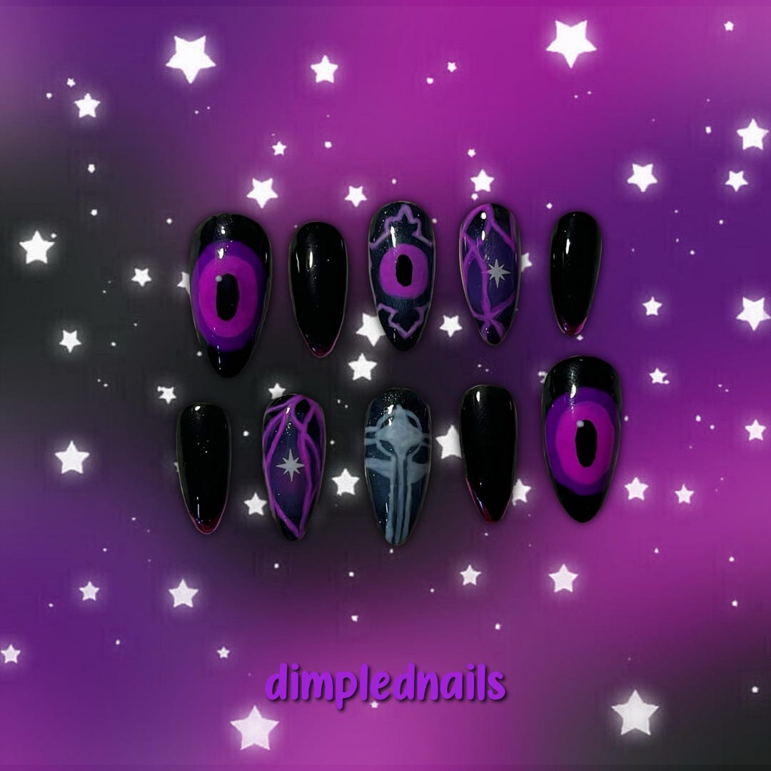 Reyna From Valorant Press on Nails in Almond Medium Handmade - Etsy