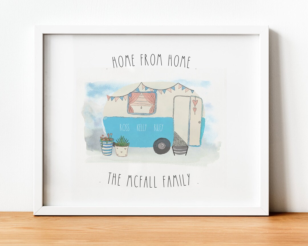 Personalised Caravan Campervan Print, Home From Home, Travel Adventures ...
