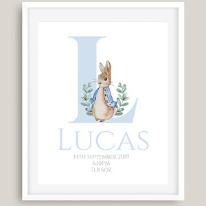 Peter Rabbit Beatrix Potter Personalised Baby Name Nursery Birth New ...