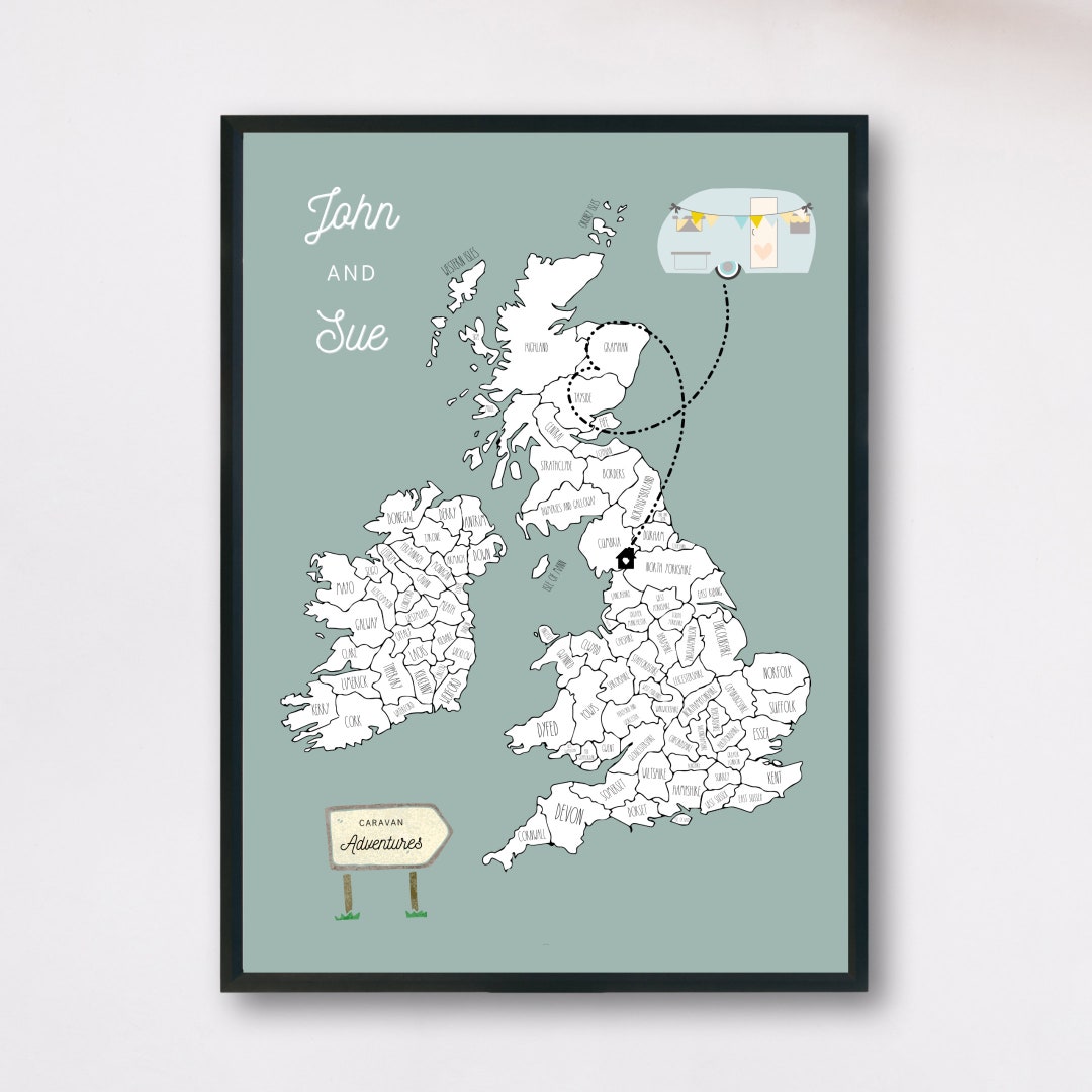 DIY Personalised Map Gift Create Your Own Template DIY Colour in Map ...