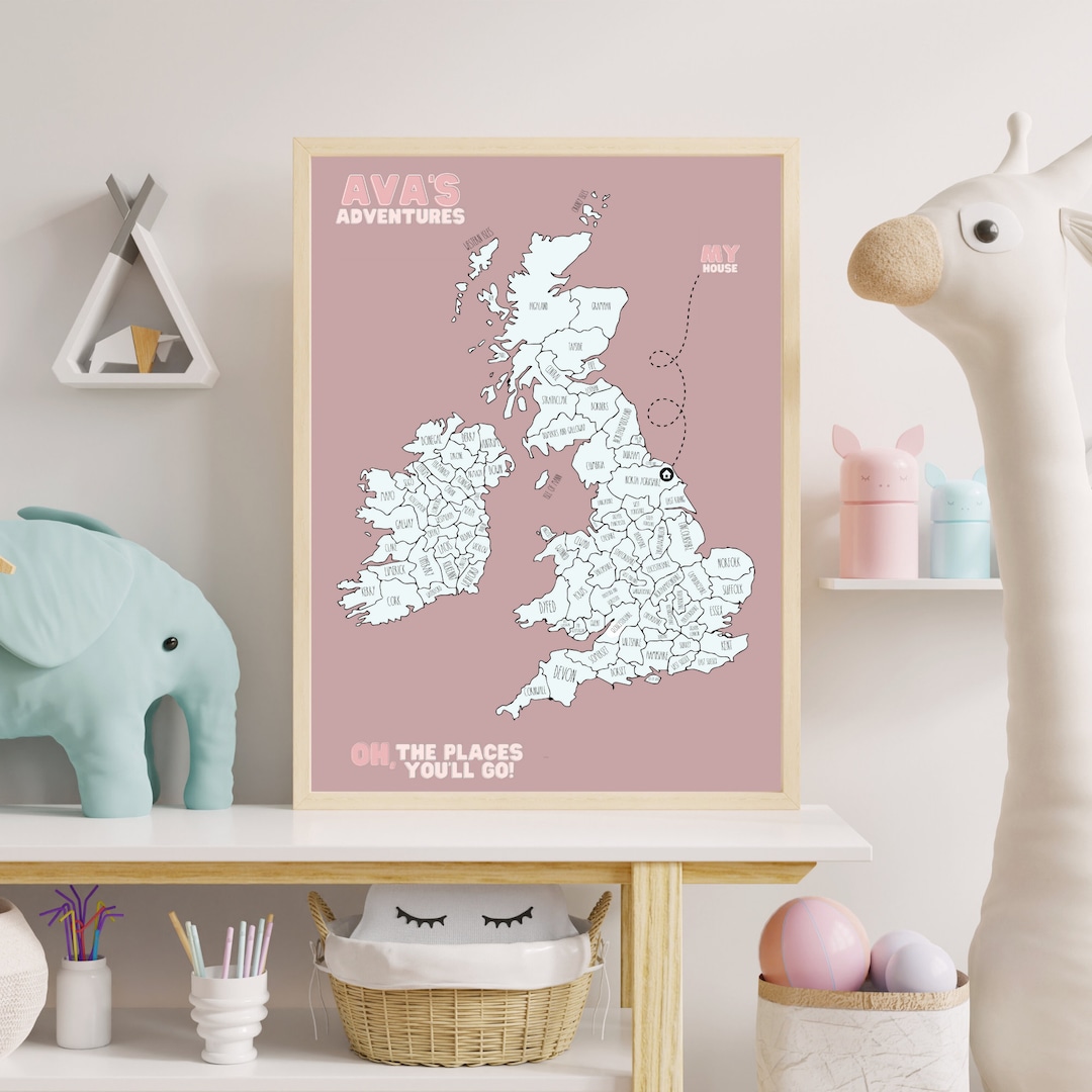 Colour in Map, Personalised Travel Map , Kids Travel Adventure Map ...