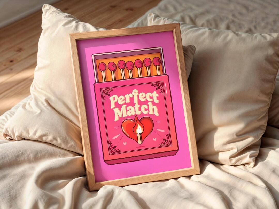 Perfect Match Print Bright Colours Dopamine Decor Typography Trendy ...