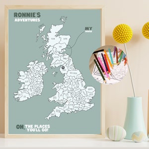 Colour in Map, Personalised Travel Map , Kids Travel Adventure Map ...