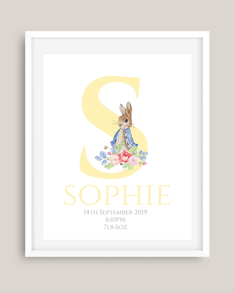 Peter Rabbit Beatrix Potter Personalised Baby Name Nursery | Etsy