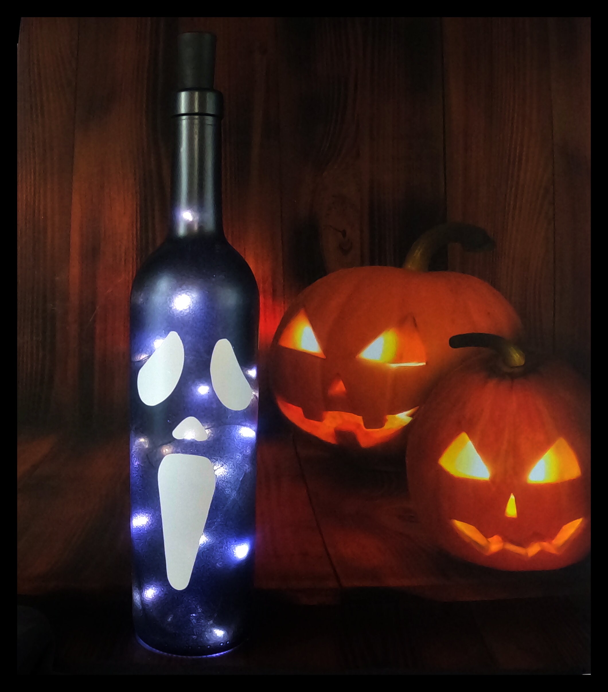 Scary Ghost Face-halloween-lighted Wine Bottle-gift-home Décor ...