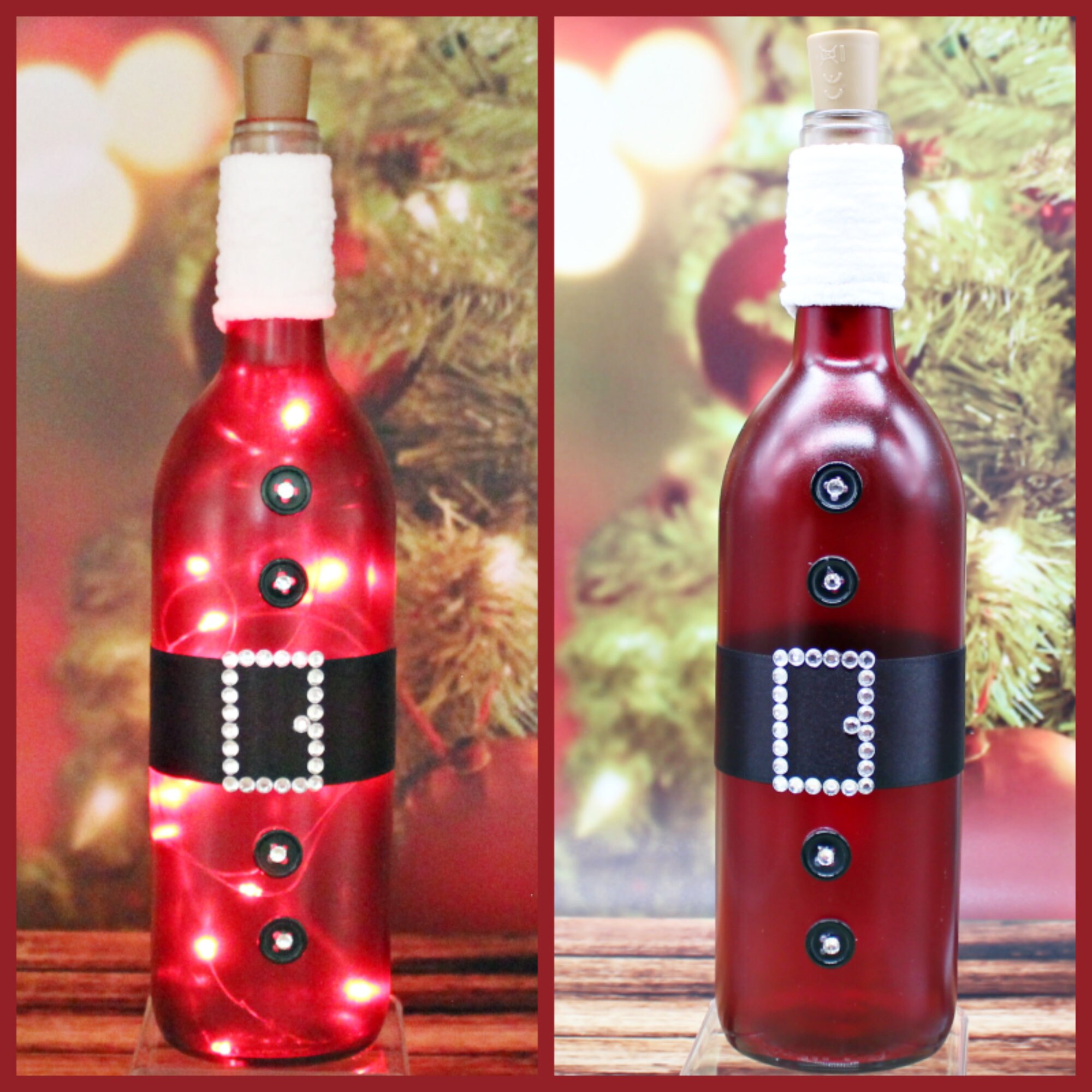 Santa-christmas-lighted Wine Bottles-gift-home Decor - Etsy
