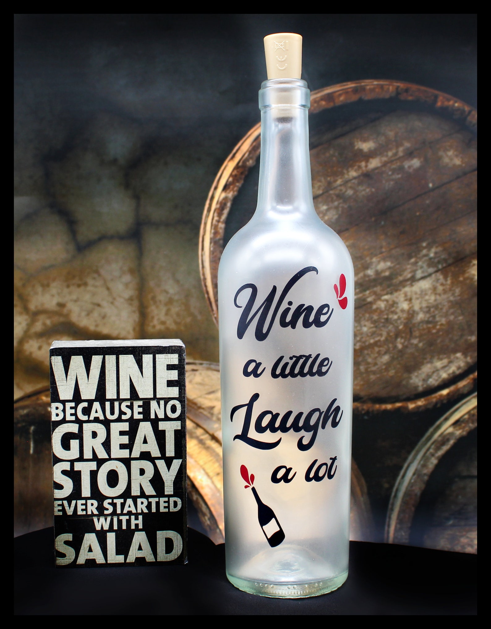 Wine a Little Laugh a Lot-wine Themed-lighted Wine Bottles-gift-home ...