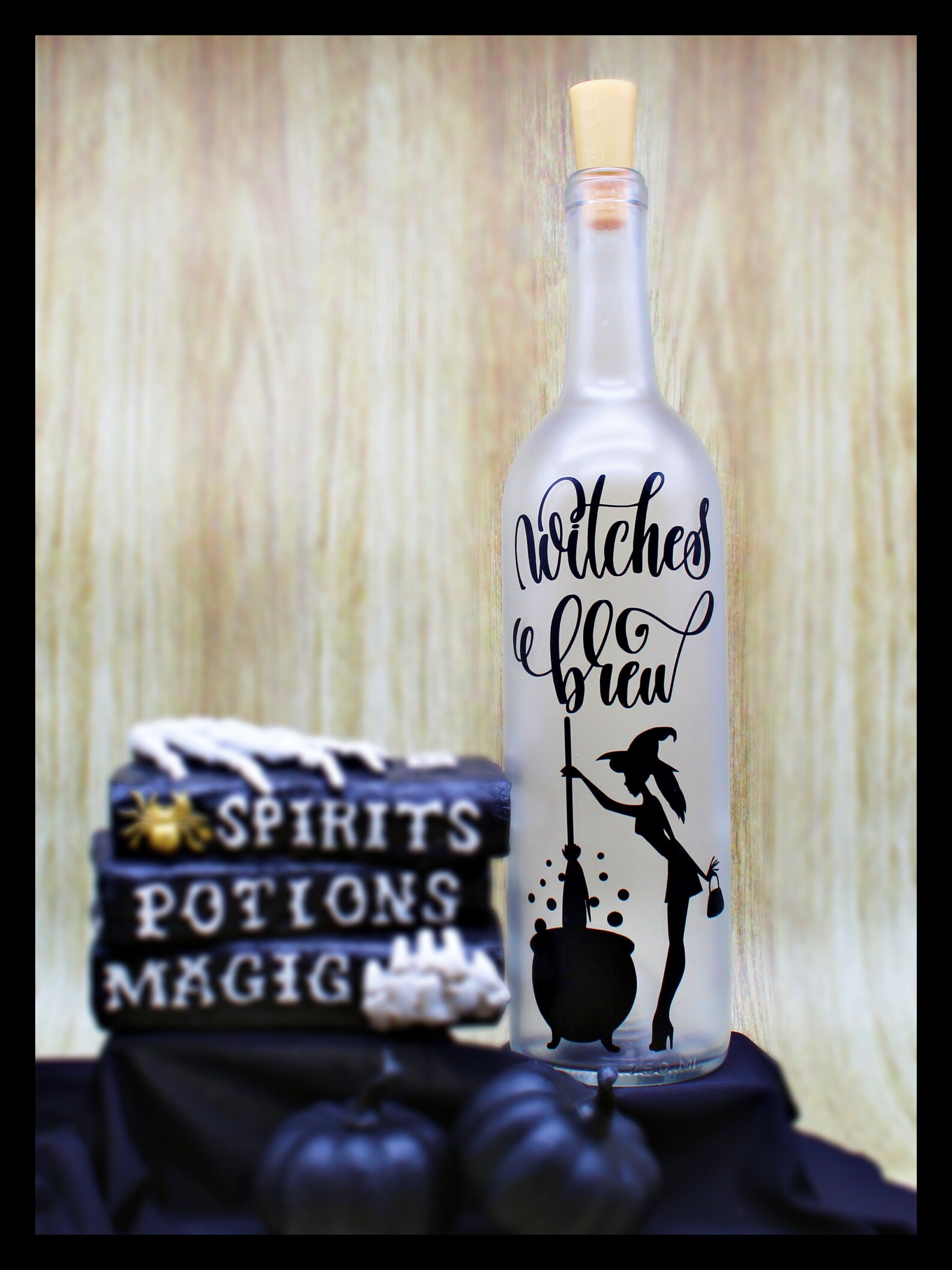 Witches Brew-halloween-lighted Wine Bottles-gift-home Décor - Etsy