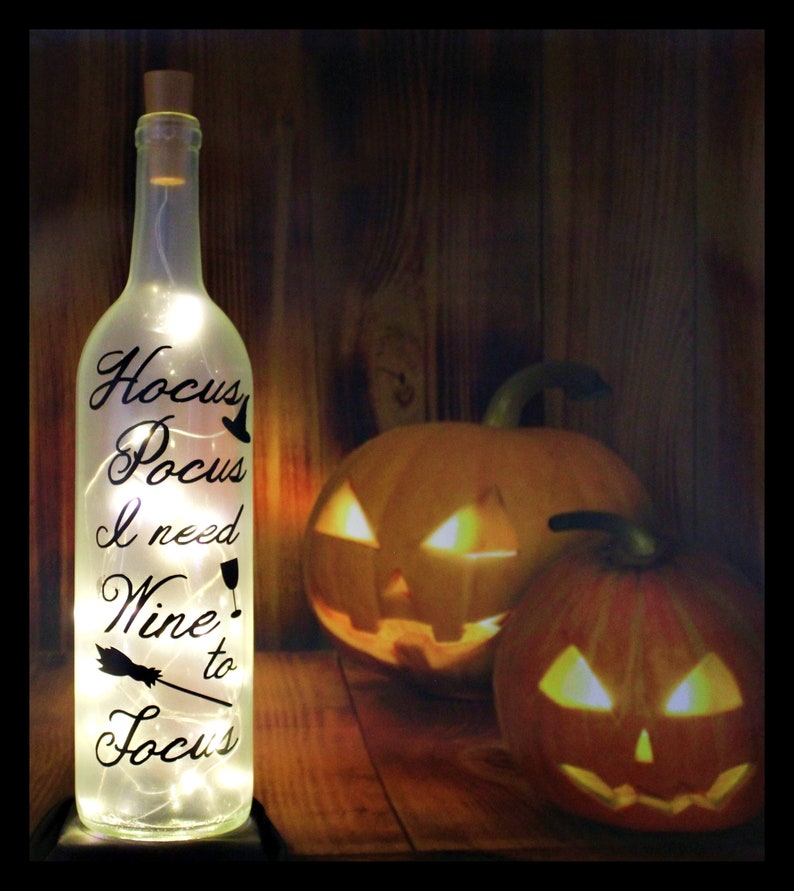 Hocus Pocus I Need Wine to Focus-halloween-lighted Wine Bottles-gift ...