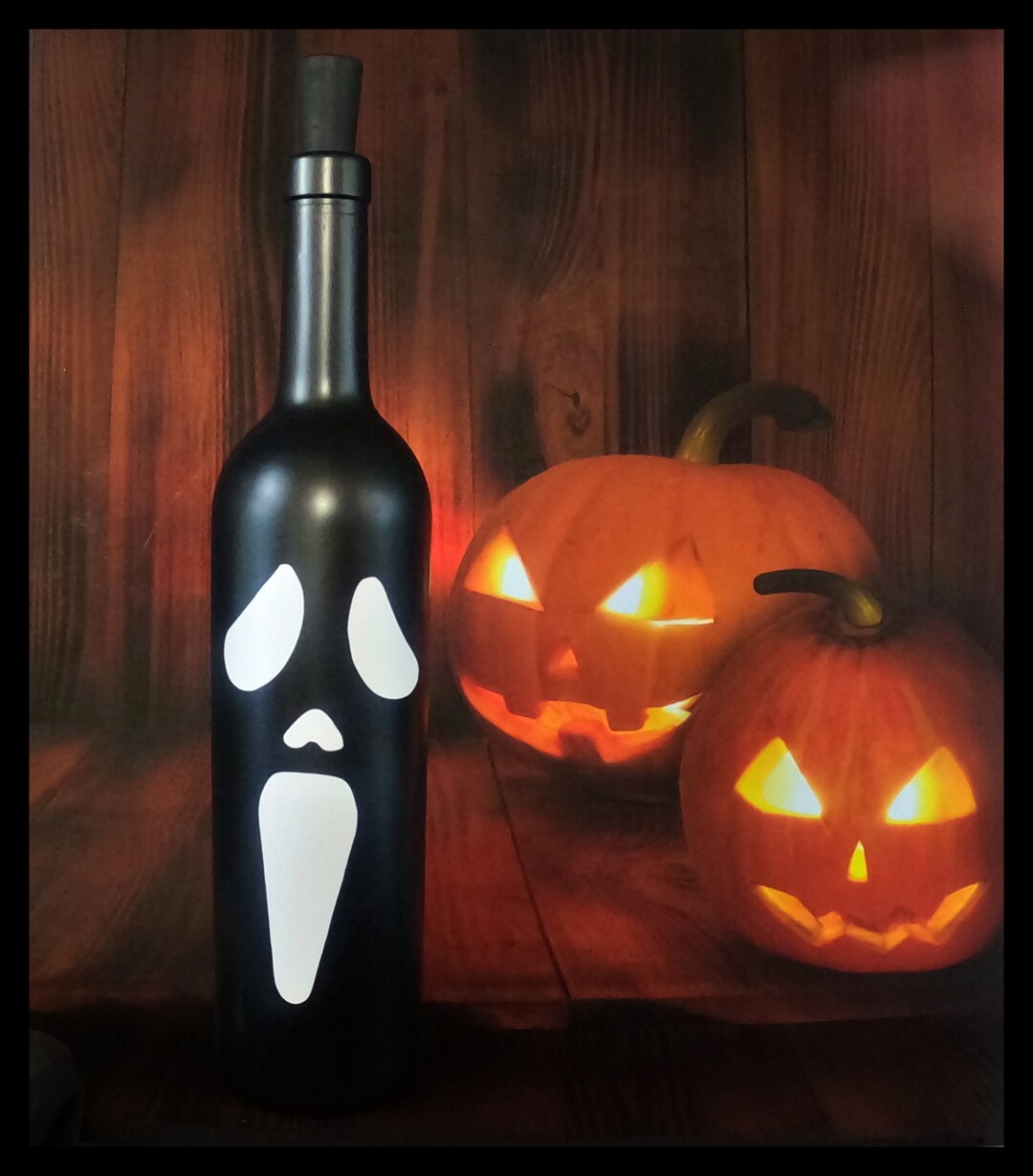 Scary Ghost Face-halloween-lighted Wine Bottle-gift-home Décor ...