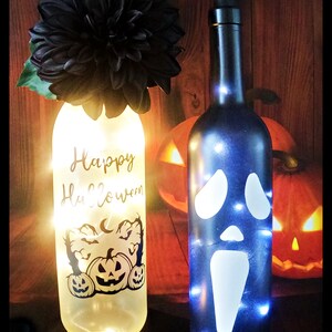 Scary Ghost Face-halloween-lighted Wine Bottle-gift-home Décor ...