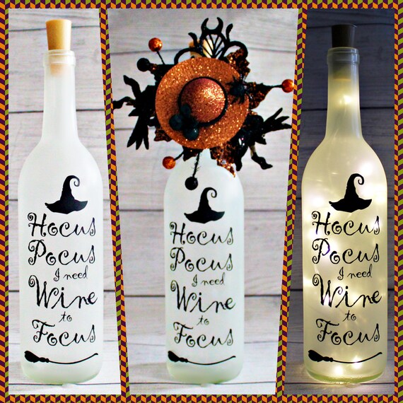 Hocus Pocus I Need Wine To Focus-Halloween-Lighted Wine | Etsy