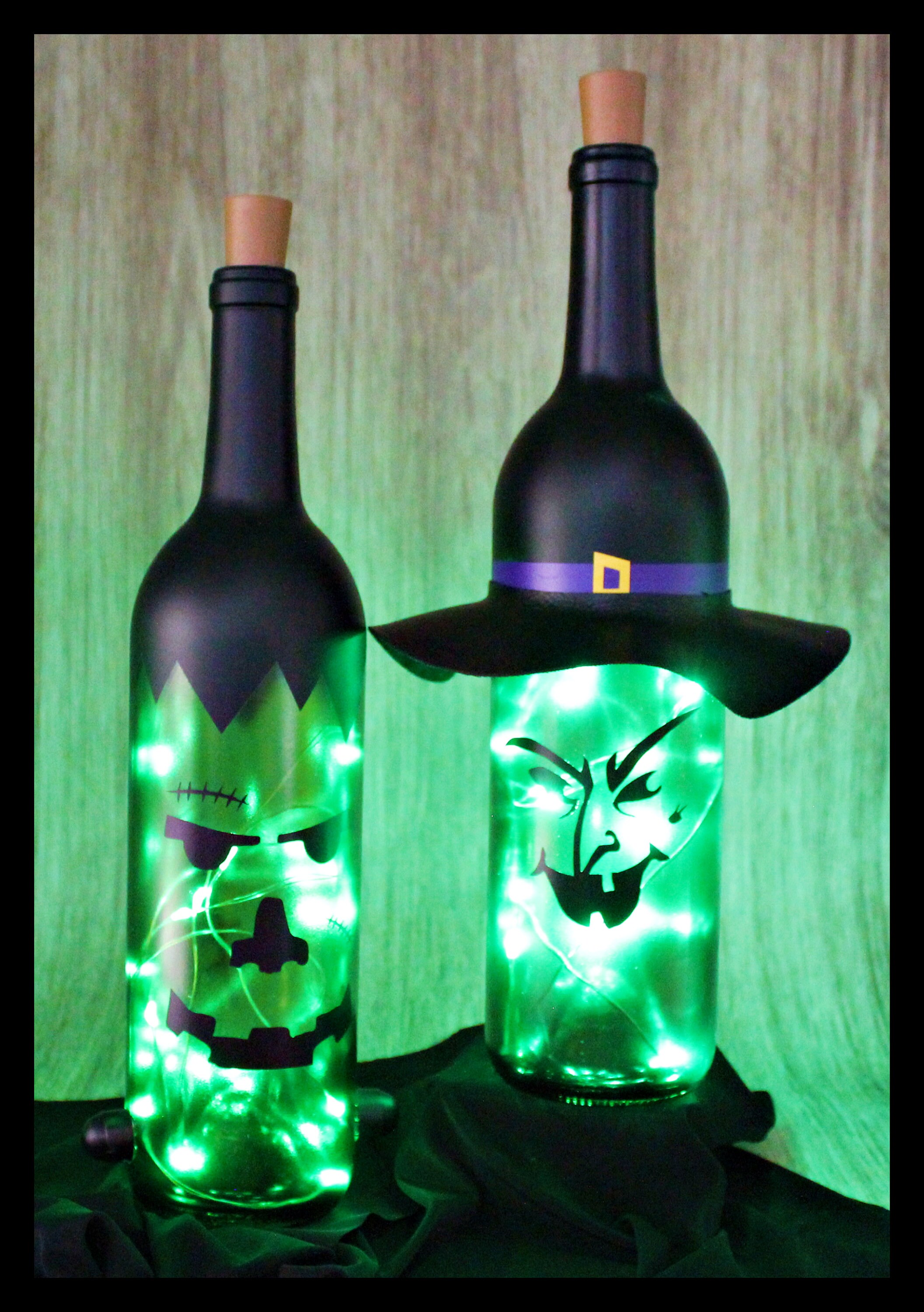 Frankenstein Monster-halloween-lighted Wine Bottles-gift-home Decor - Etsy