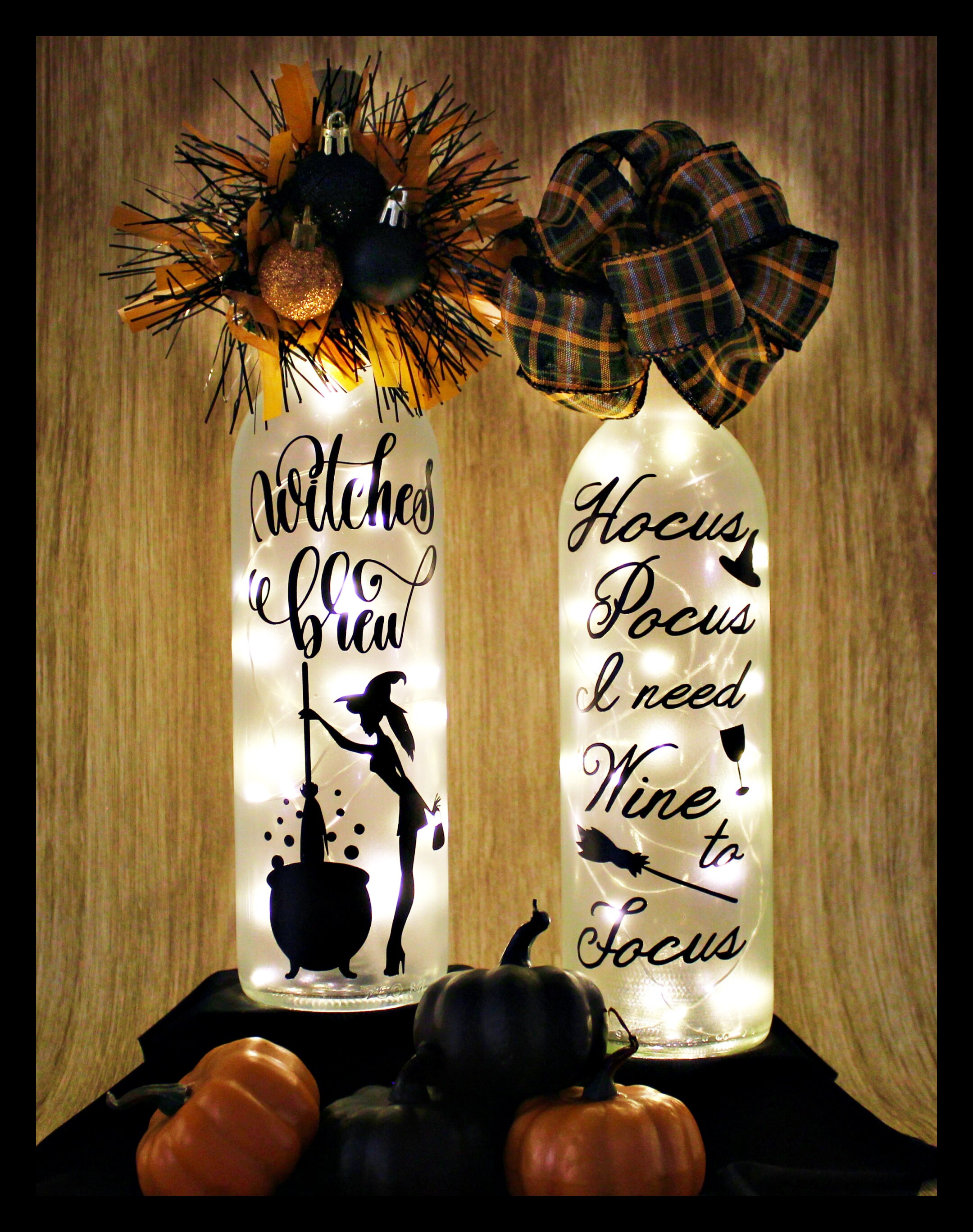 Witches Brew-halloween-lighted Wine Bottles-gift-home Décor - Etsy