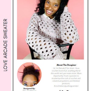 Women's Crochet Sweater Pattern Love Arcade Sweater Crochet PDF Pattern ...