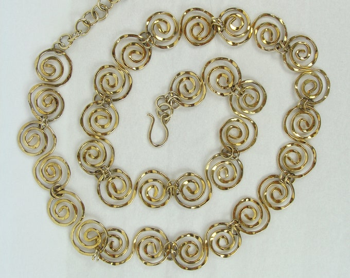 Vintage Swirl Chain Belt 70s Link Necklace Gold Tone Metal Boho Glam ...