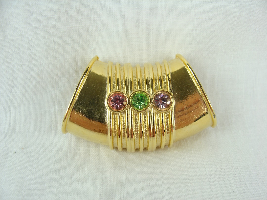 Vintage Scarf Ring 80s Gold Tone Chunky Scarf Holder Colorful ...